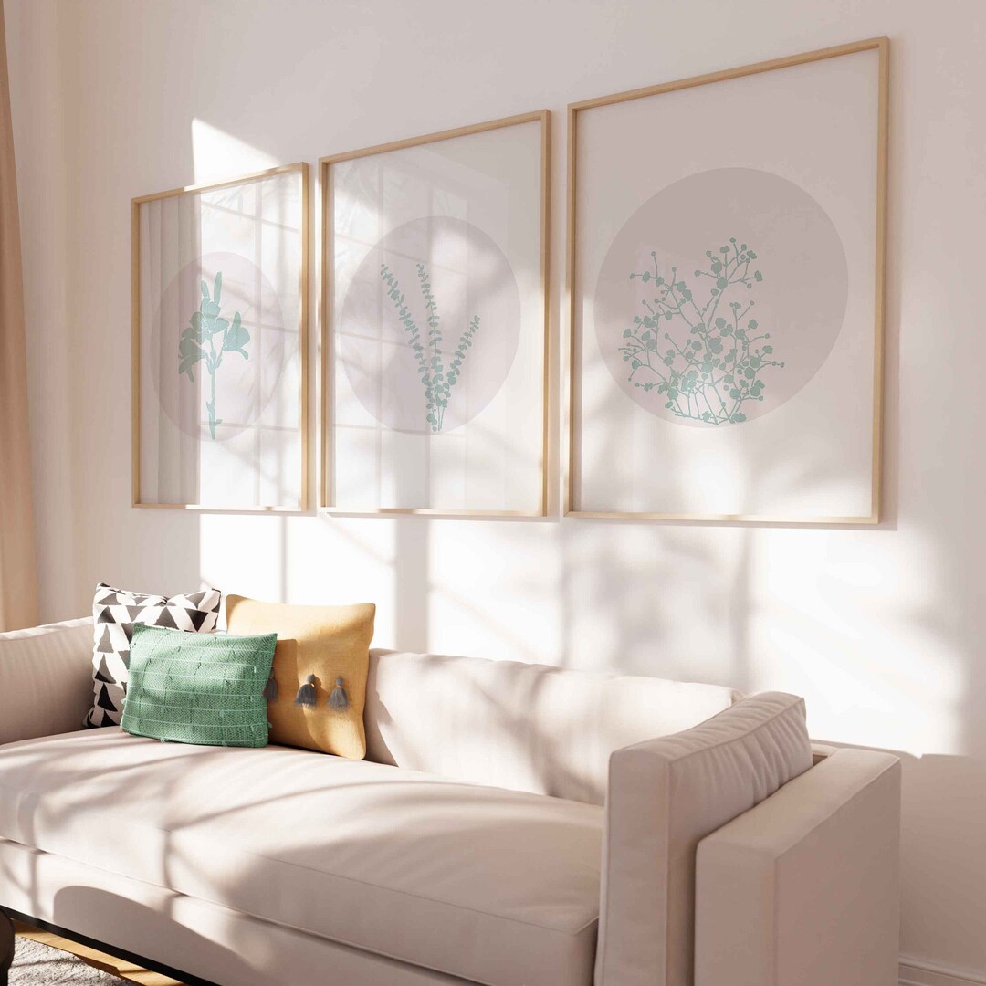 Neutral Botanical Prints Set, 3 Piece Wall Art Botanical Digital Prints ...