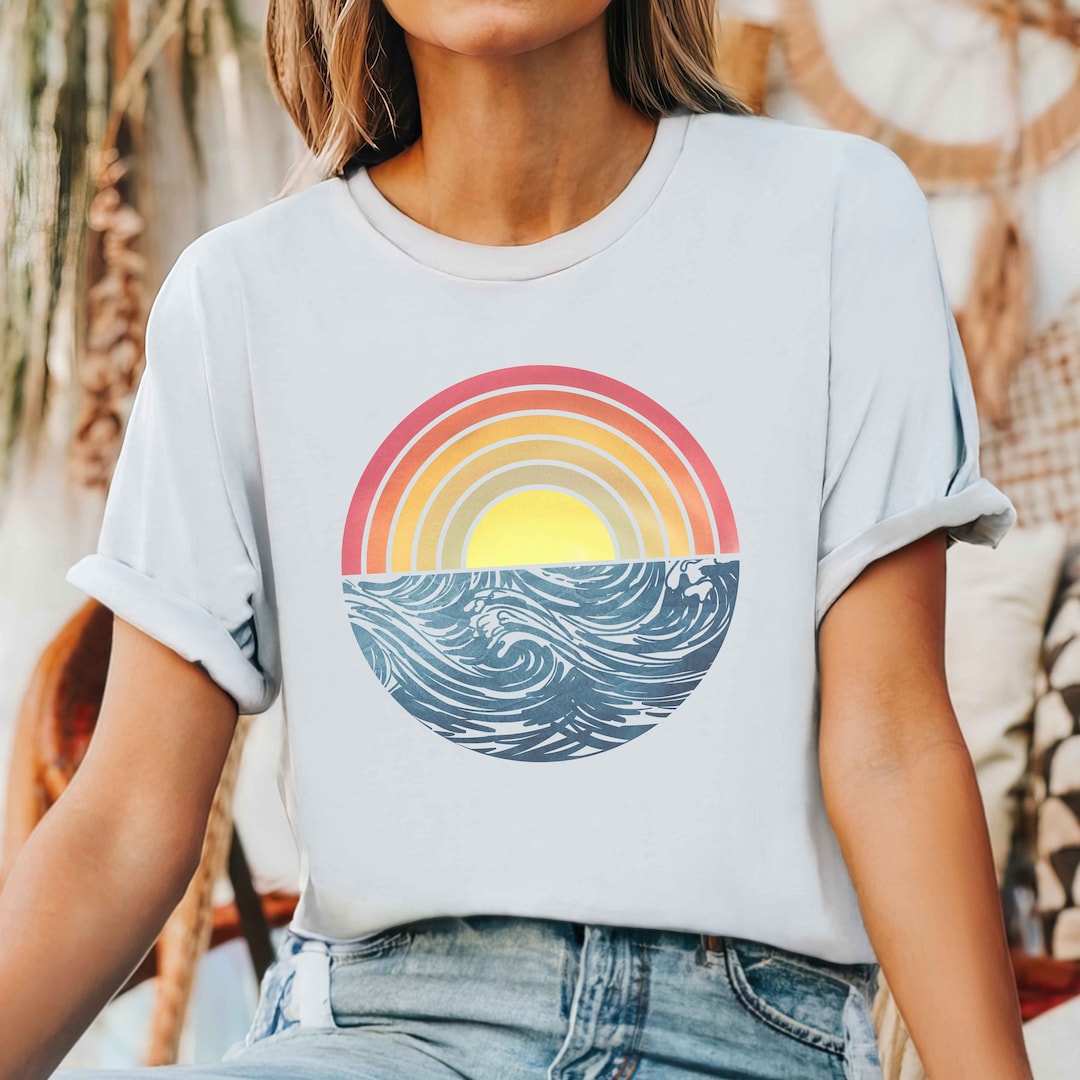 Sunsets Shirt, Summer Beach Shirt Vacation Gift Shirt Retro Sunset ...