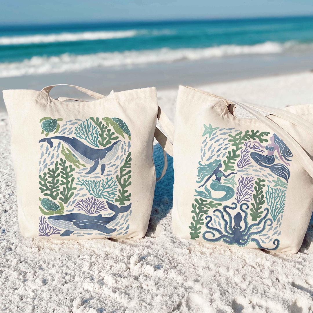Ocean Tote Bag – Ocean Lover Gift Mermaid Tote Whale Tote Bag Ocean Bag ...