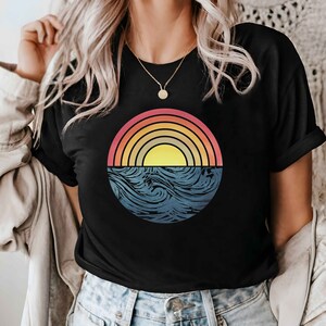 Sunsets Shirt, Summer Beach Shirt Vacation Gift Shirt Retro Sunset ...