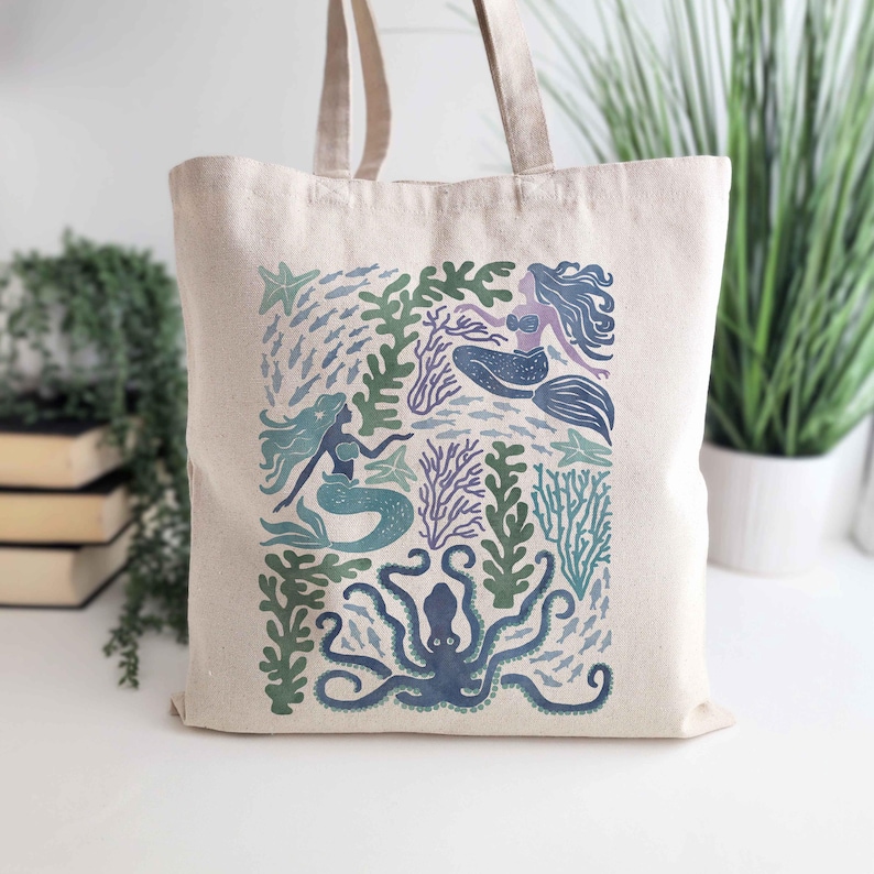 Ocean Tote Bag – Ocean Lover Gift Mermaid Tote Whale Tote Bag Ocean Bag ...