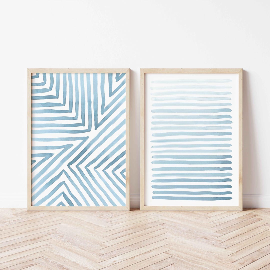 Teal Blue Printable Art Set of 2, Minimalist Digital Prints Teal Wall ...