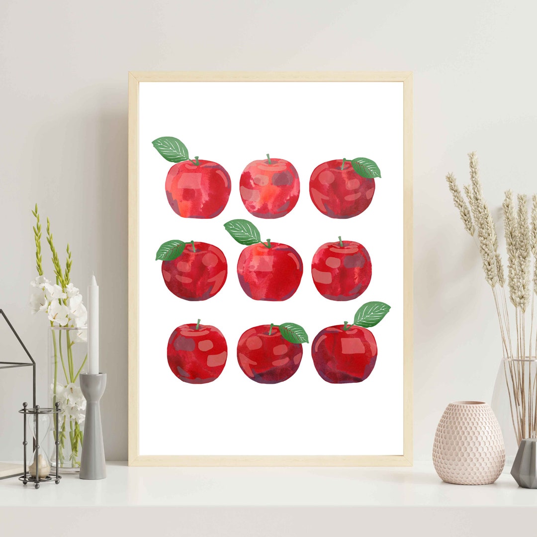 Apple Printable Wall Art, Modern Fruit Print, Teacher Printable, Apple ...