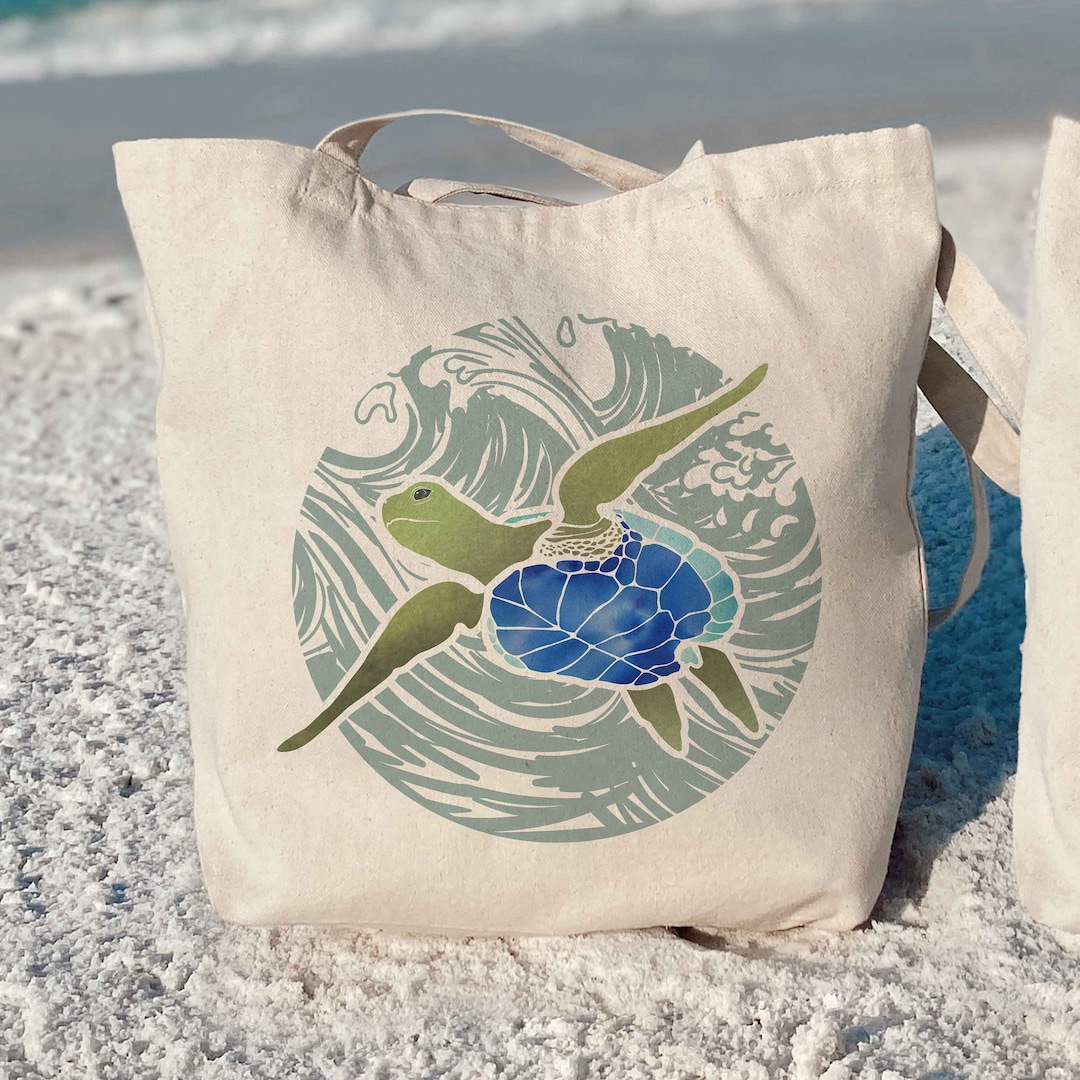 Sea Turtle Tote Bag, Beach Bag Sea Turtle Gifts Eco Friendly Sea Turtle ...