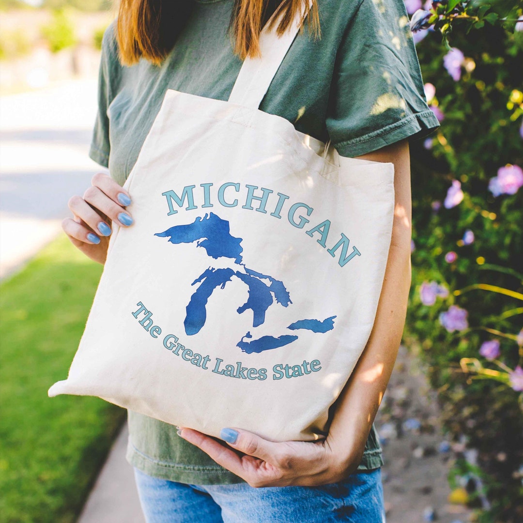 Michigan Gifts Tote Bag, the Great Lakes Tote Bag Michigan Canvas Bag ...