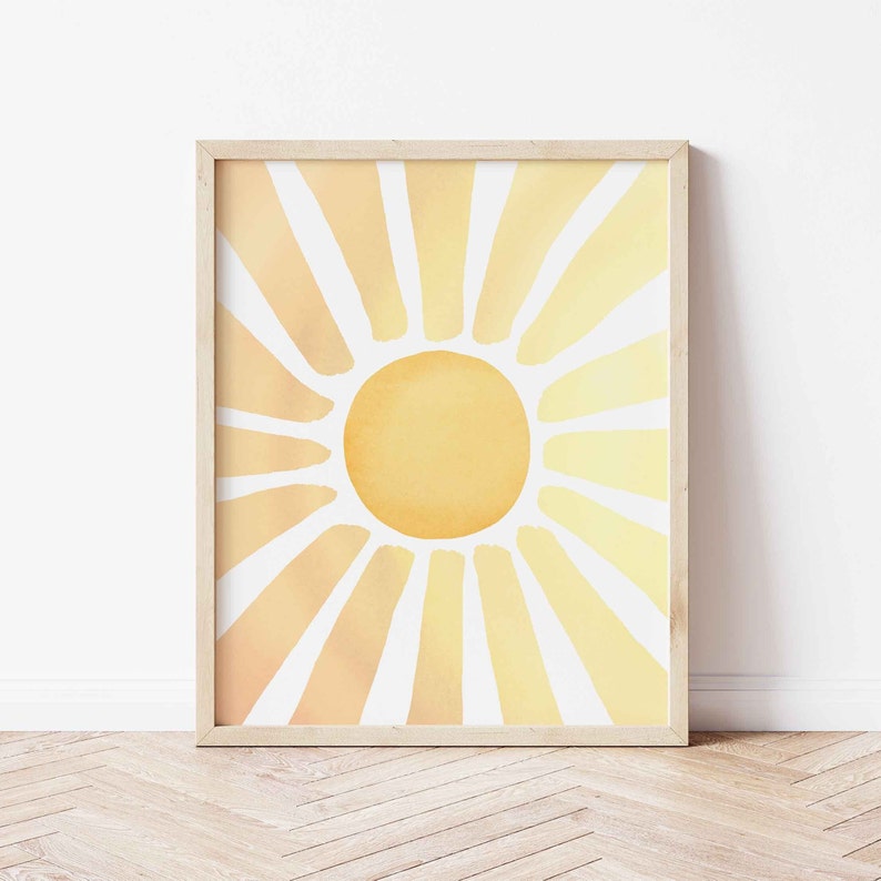 Sunshine Wall Art, Sun Neutral Nursery Art Watercolor Sunshine Print ...