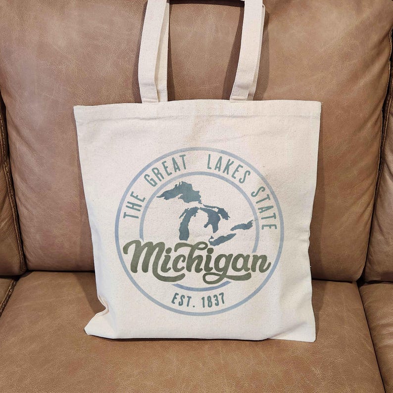 Michigan Tote Bags, Great Lakes Reusable Shopping Bag Michigan Gifts ...