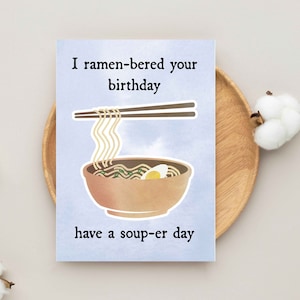 Ramen Birthday Card Printable, Funny Birthday Card Digital Noodle Lover ...