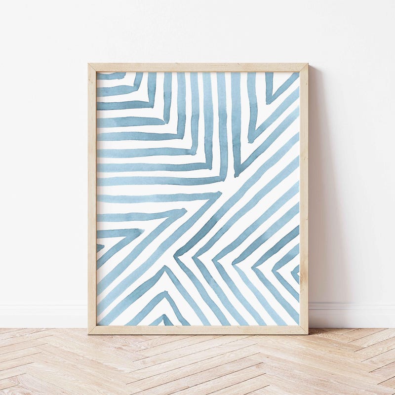 Blue Geometric Art - Etsy
