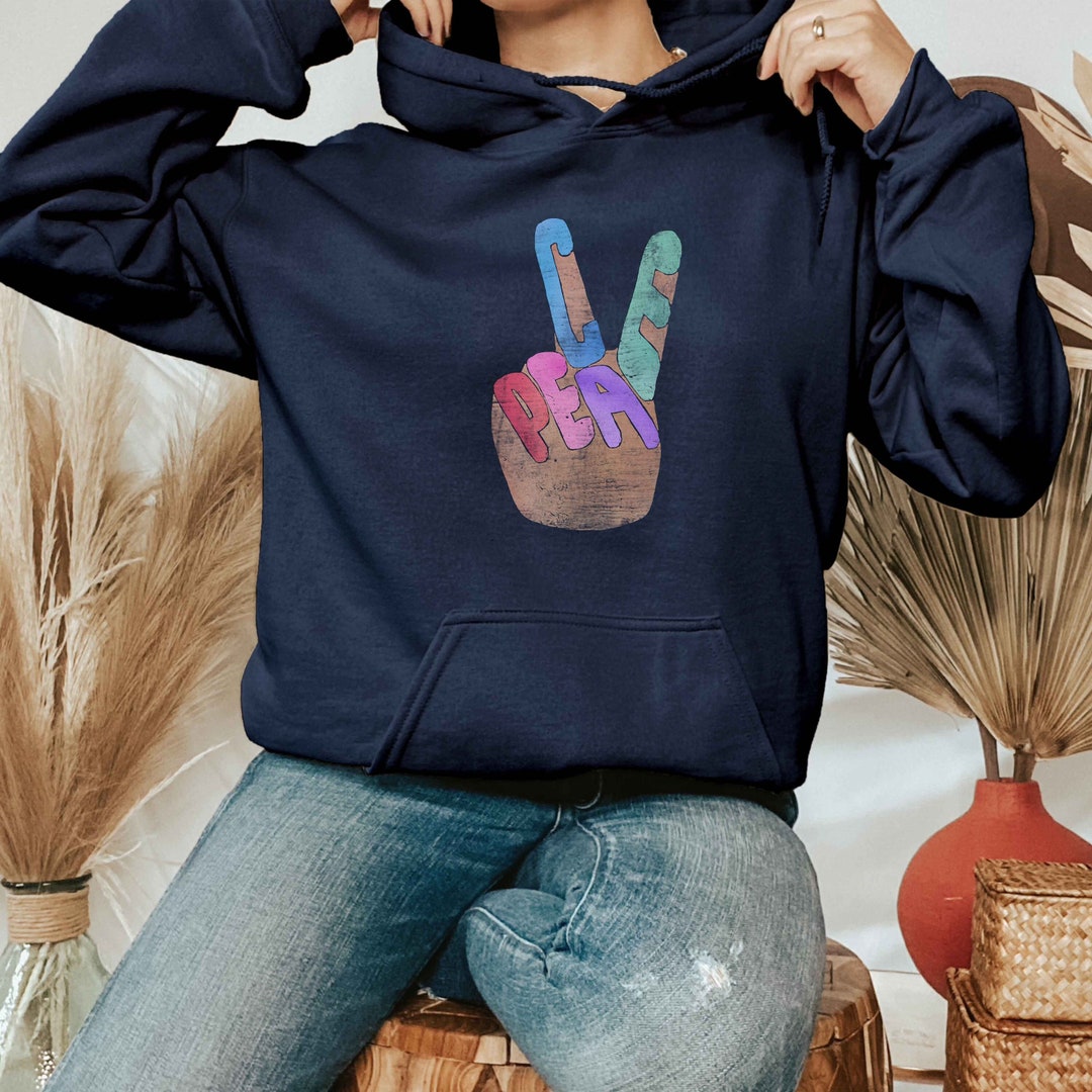 Peace Hoodie Vintage Peace Sign Sweatshirt Retro Hippie - Etsy