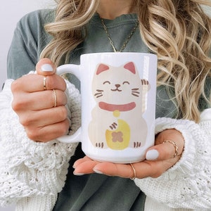 Lucky Cat Mug, Japanese Coffee Mug Lucky Cat Gift Waving Cat Coffee Cup ...