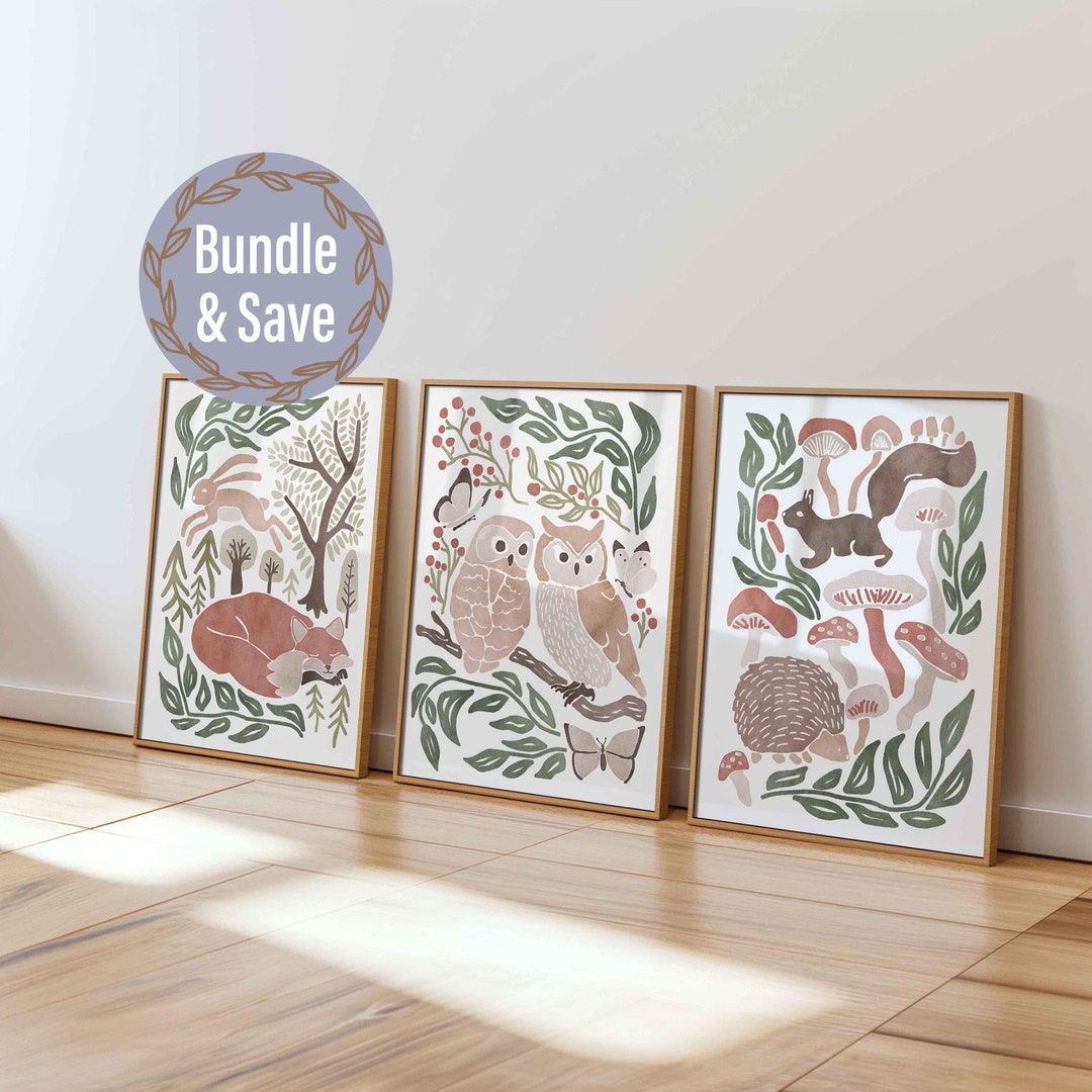 Forest Animal Wall Art, Woodland Animal Prints Woodland Nursery Print ...