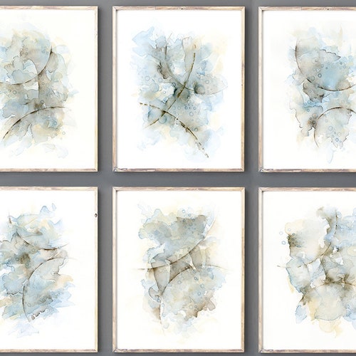 Abstract Art Print Set of 4 Watercolor Paintings Matching - Etsy