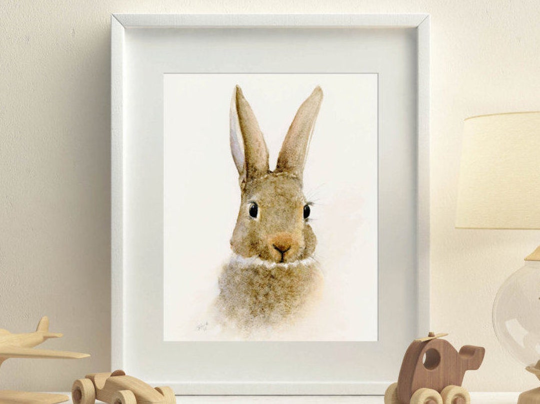 Woodland Animal Print for Nursery of Watercolor Rabbit Painting, Girl ...