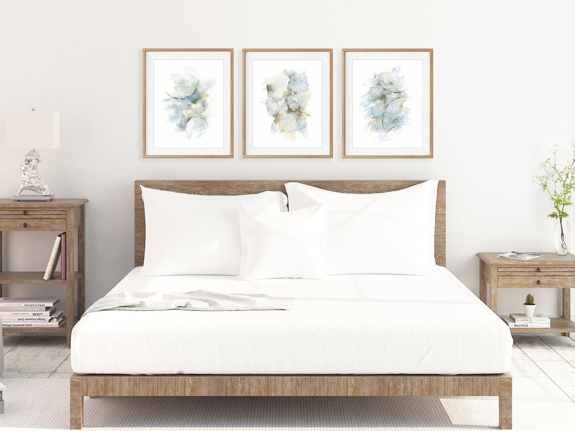Abstract Painting Bedroom Wall Decor Over the Bed Set of 3 - Etsy