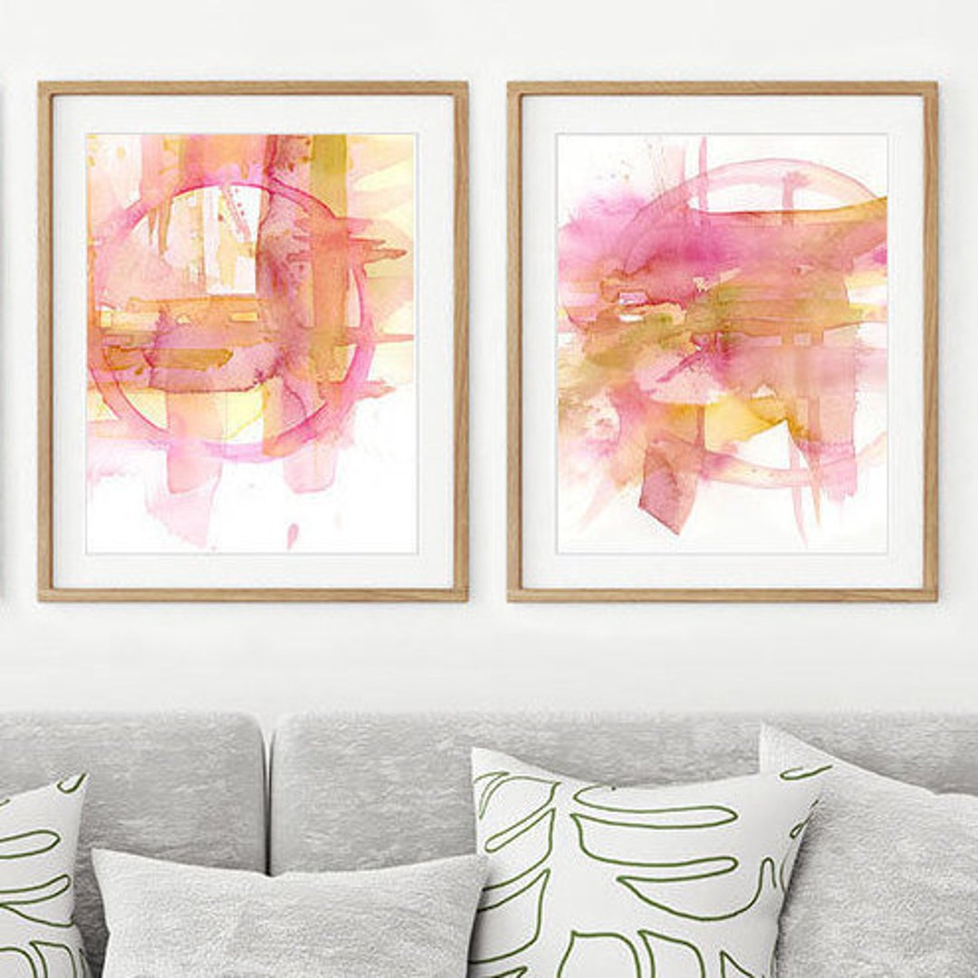 Abstract Painting 2 Piece Wall Art, Giclee Abstract Diptych Set of Two ...