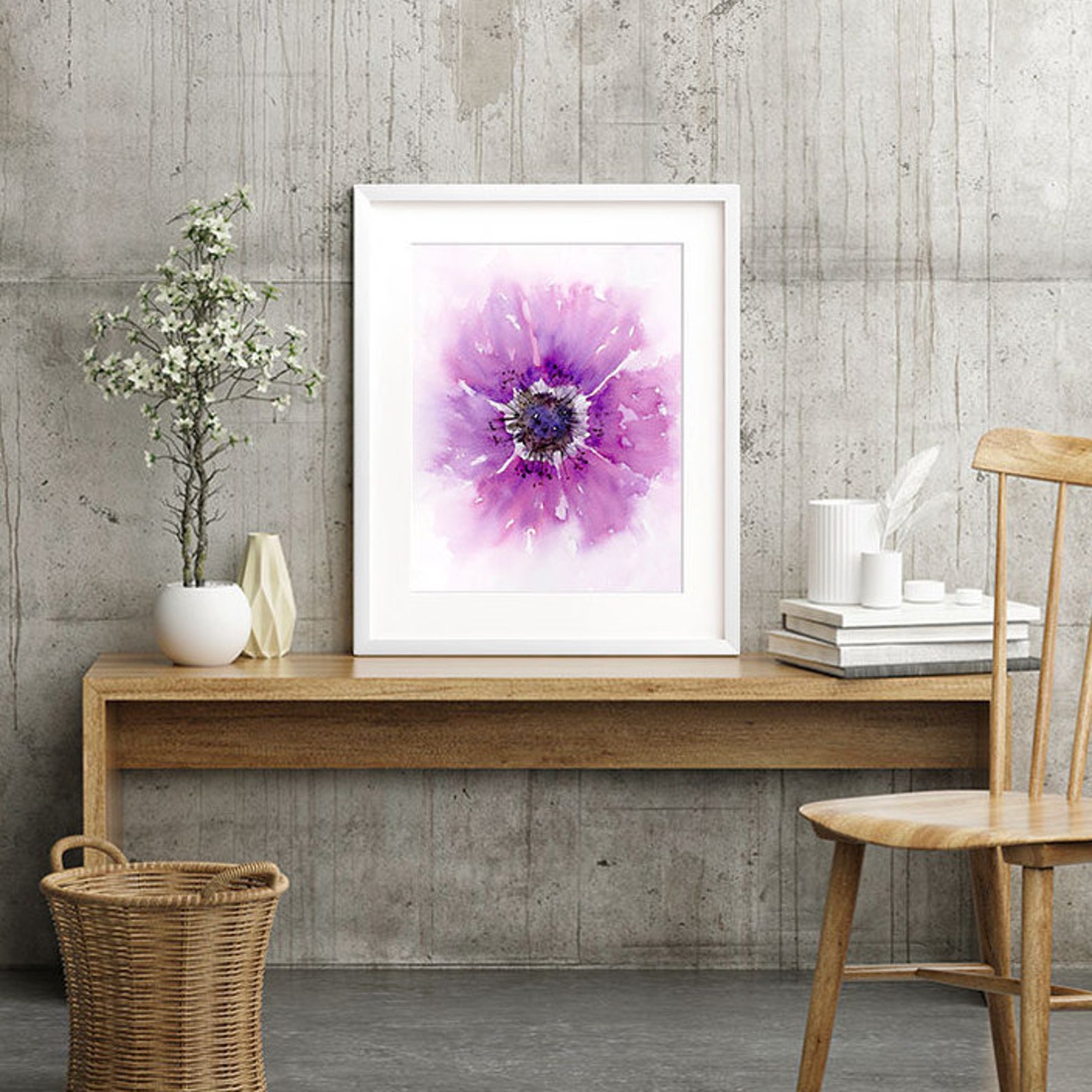 Watercolor Floral Print of Flower Abstract Painting, 8x10 Inches Fine ...