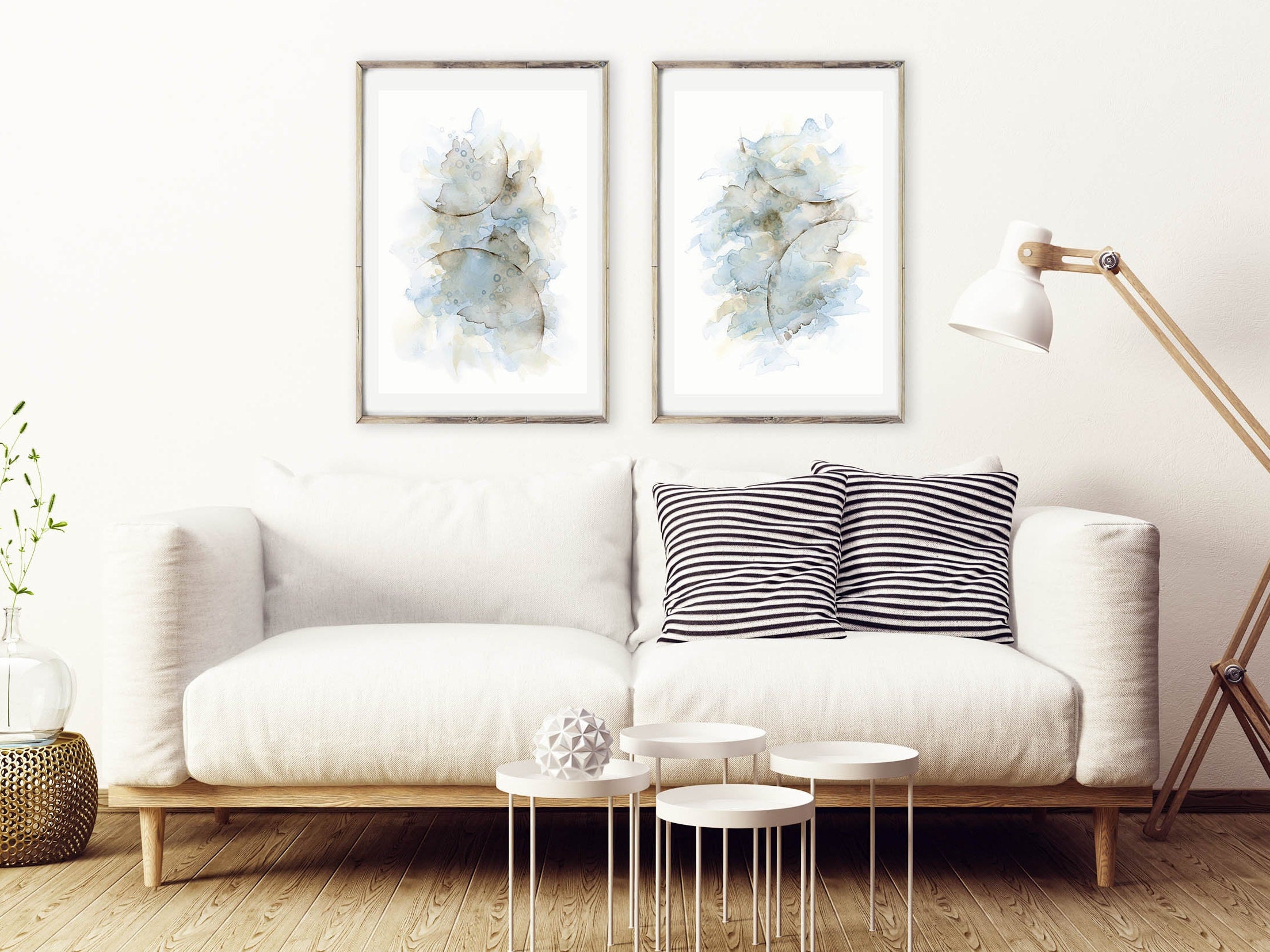 SET of TWO prints. Large artwork for walls in living room. | Etsy
