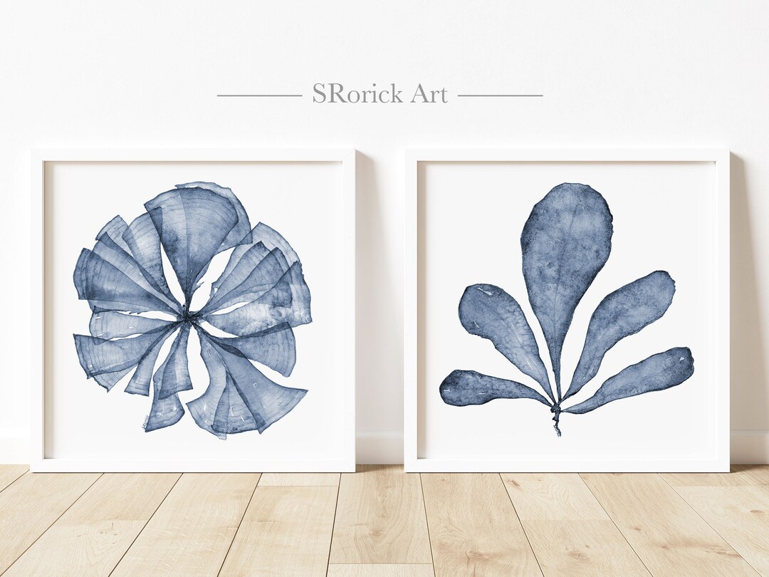Hamptons Wall Art, 2 Piece Art Set of Prints, Watercolour Coral Sea Fan ...