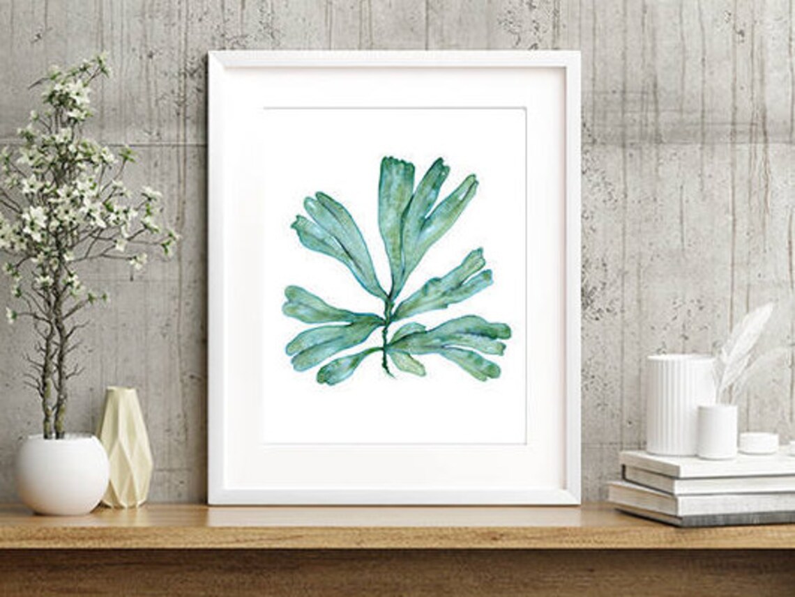 Coral Sea Fan Print Large Wall Art for Living Room Teal Blue | Etsy