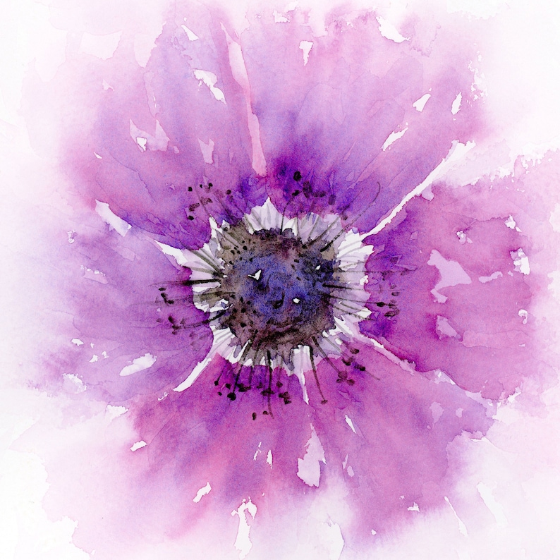 Watercolor Flowers Square Botanical Print Set of 4 Prints of | Etsy