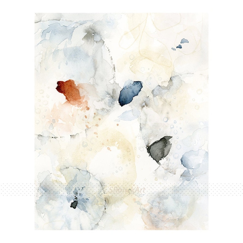 Abstract Painting Wall Art Print Set of 3, Soothing Subtle Watercolor ...
