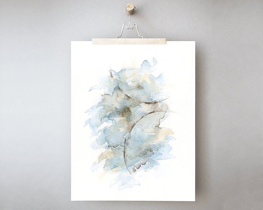 Abstract Print Set of 4 Watercolor Paintings, Minimalist Artwork, Grey ...