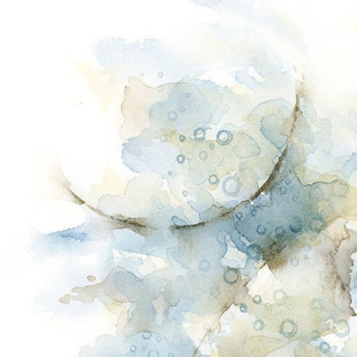 Square Art Print of Watercolor Abstract Painting, Blue Gray Brown Cream ...