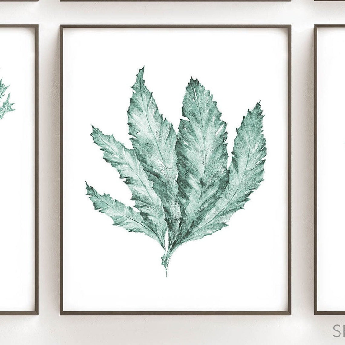 Set of 6 Botanical Prints of Aqua Blue Sea Fan Watercolor Paintings ...