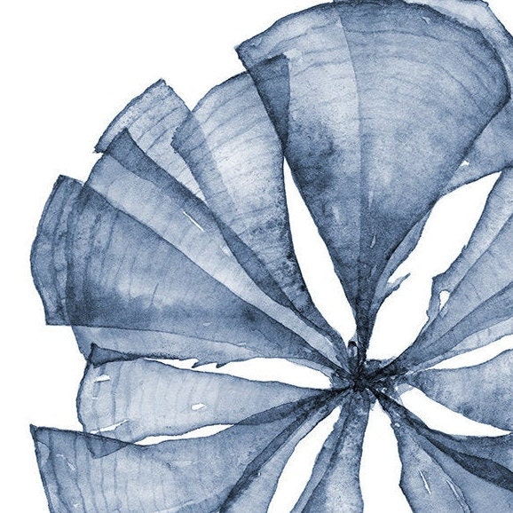 Sea Fan Print of Watercolor Painting Hampton Wall Art Navy - Etsy