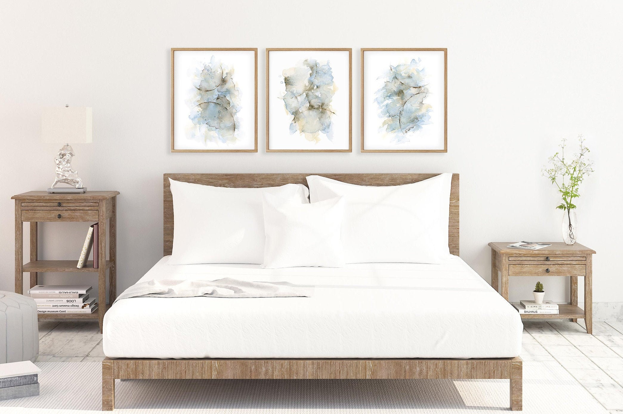 Set of 3 Prints, LARGE, Bedroom Wall Decor Over the Bed, Abstract ...