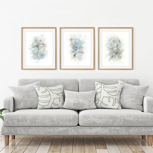 Art Print Set of 3 Abstract Watercolor Paintings, Matching Artwork for ...