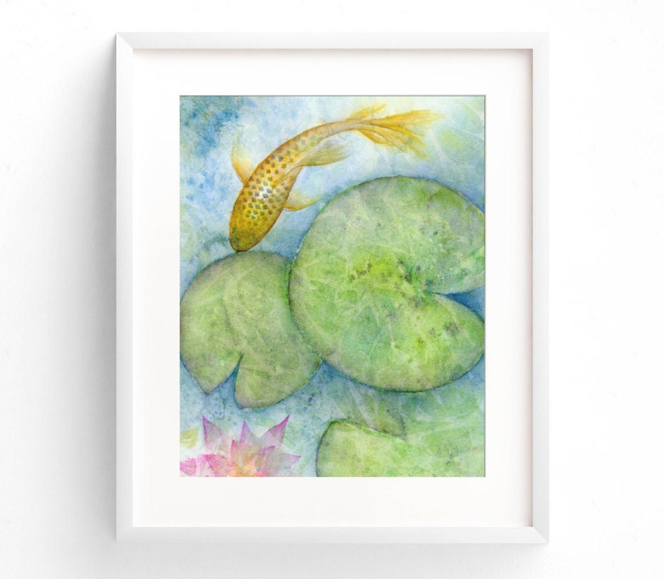Japanese Koi Fish Print of Watercolor Painting, Goldfish Carp Fish Wall ...