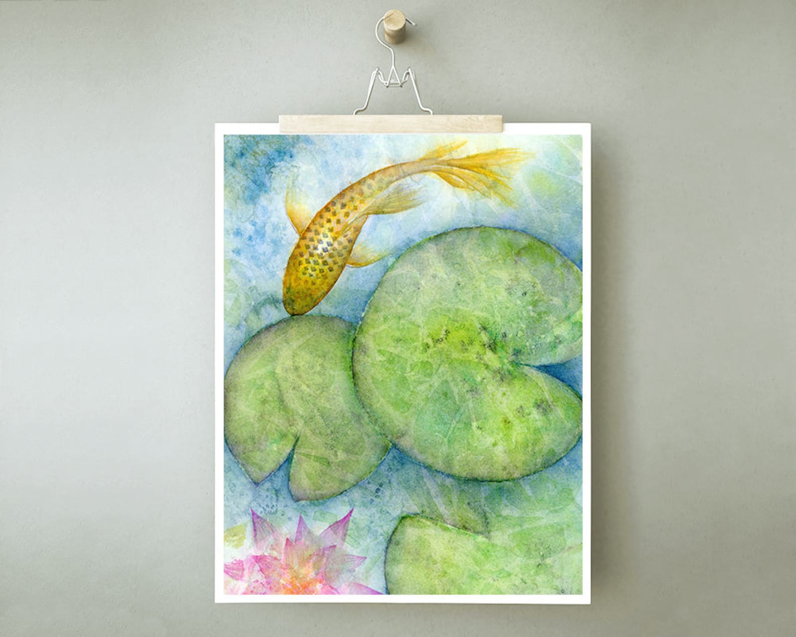 Japanese Koi Fish Print of Watercolor Painting, Goldfish Carp Fish Wall ...