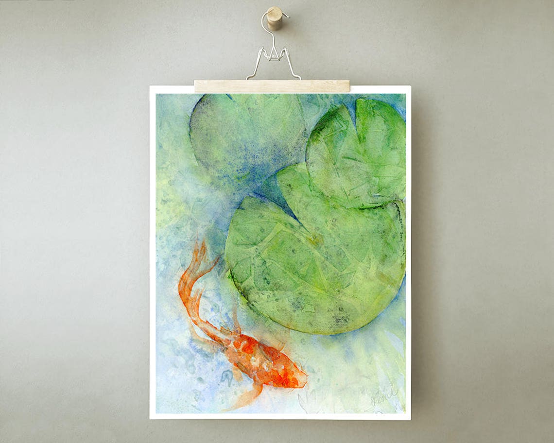 Set of 3 prints of koi fish watercolor abstract painting | Etsy