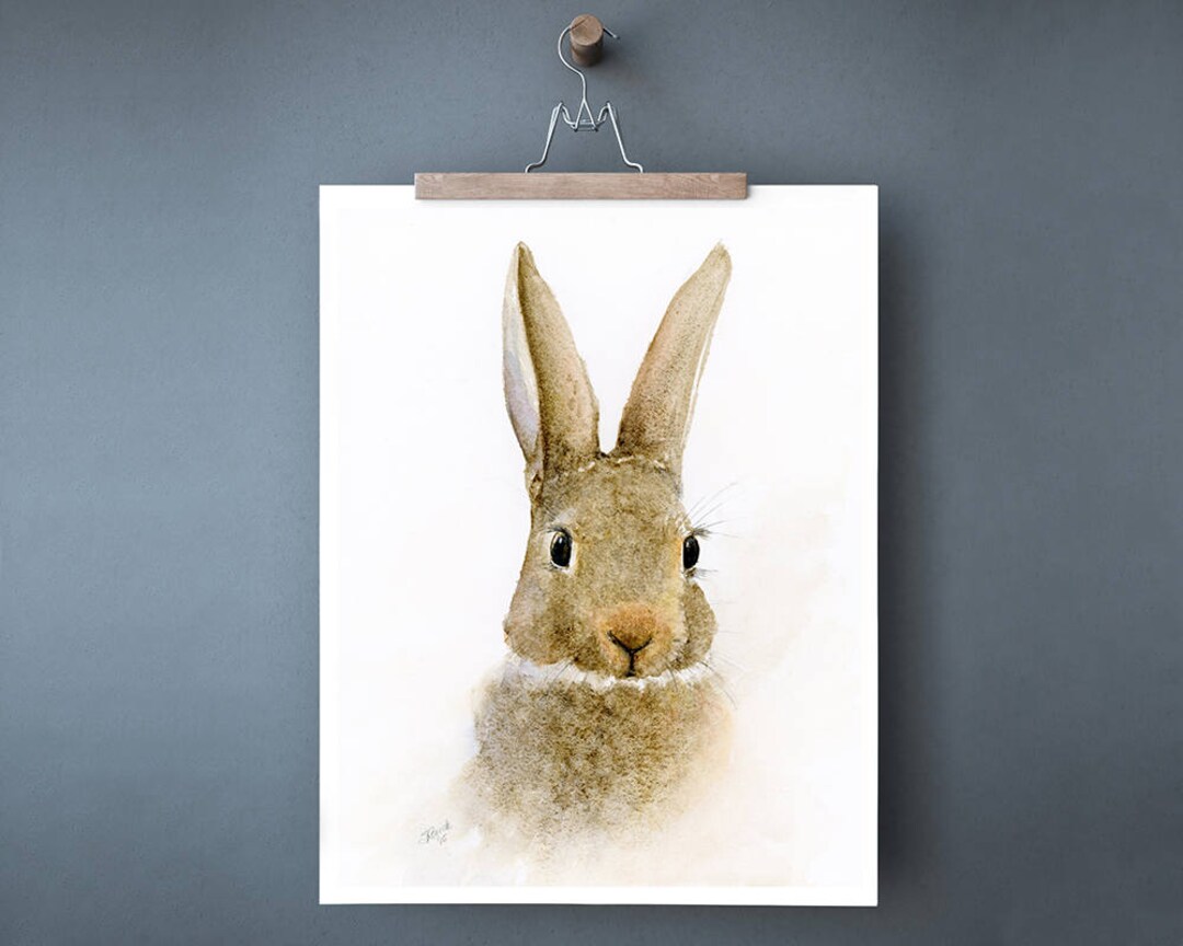 Rabbit Art Print, Bunny Watercolor, Farmhouse Wall Decor, Farm Animal ...