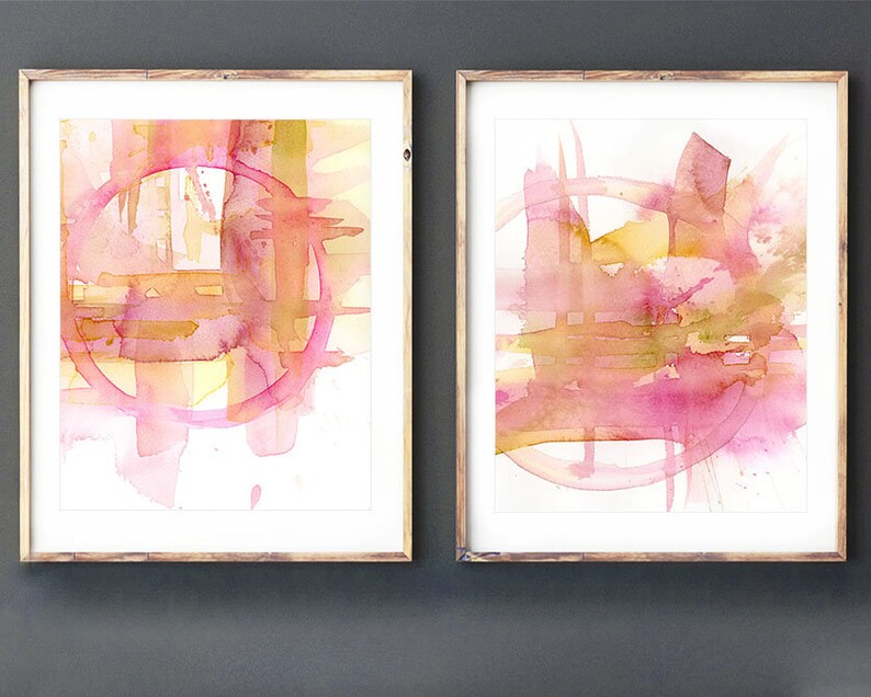 Abstract Painting 2 Piece Wall Art, Giclee Abstract Diptych Set of Two ...