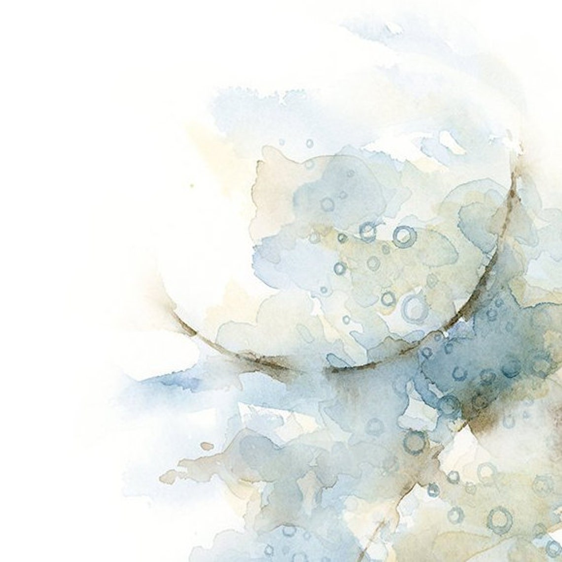 Abstract Art Print of Watercolour Painting Cream Blue Brown - Etsy