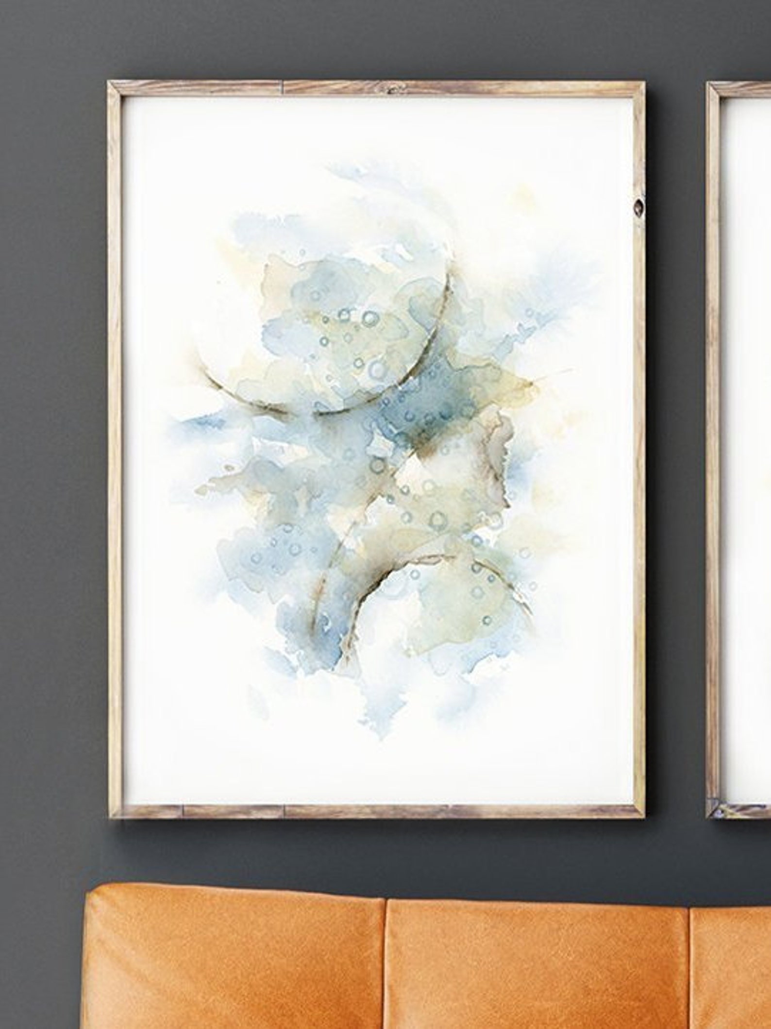 Abstract Art Print of Watercolour Painting Cream Blue Brown - Etsy