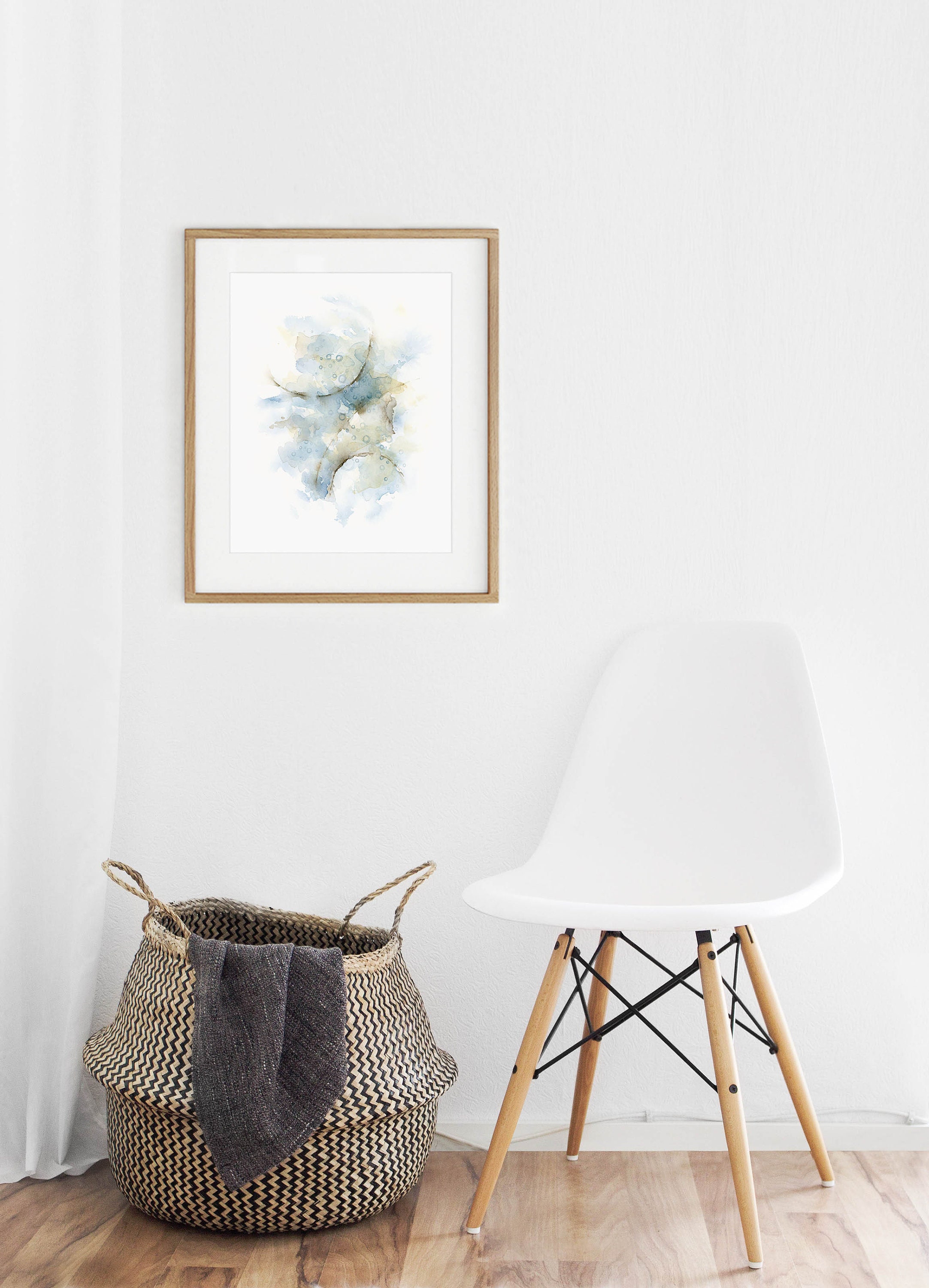 Abstract Art Print of Watercolour Painting Cream Blue Brown - Etsy