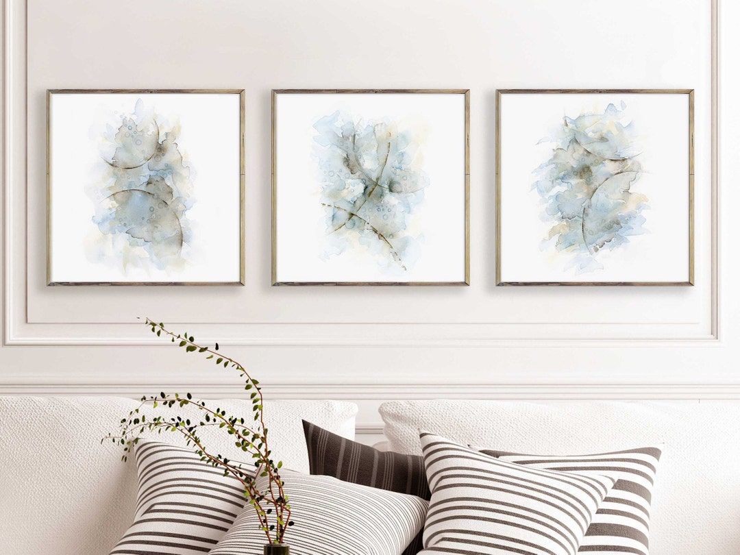 Triptych Abstract Art Prints, Set of 3 Piece Wall Art of Watercolor ...