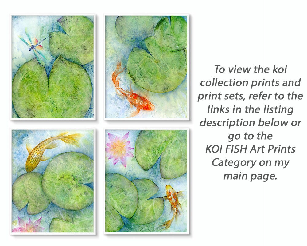 Japanese Koi Fish Print of Watercolor Painting Goldfish Carp | Etsy