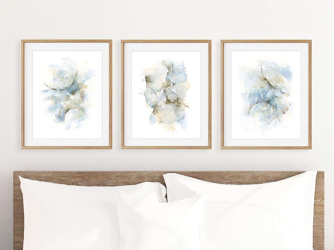 Artwork for Walls, Tryptic Abstract Painting Minimalist Art Print Set ...