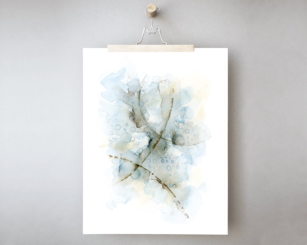 Set of Two Abstract Prints, Simple Artwork for Walls in Light Blue Grey ...