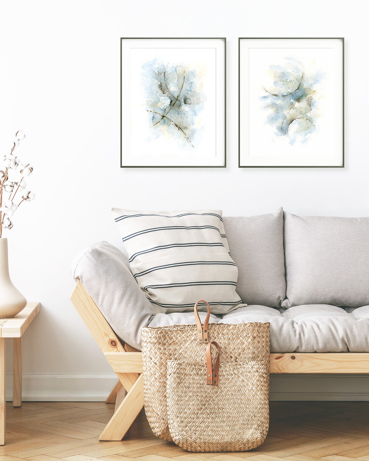 Set of Two Abstract Prints Simple Artwork for Walls in Light - Etsy Canada