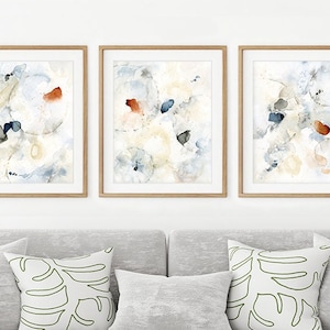 Abstract Painting Wall Art Print Set of 3, Soothing Subtle Watercolor ...