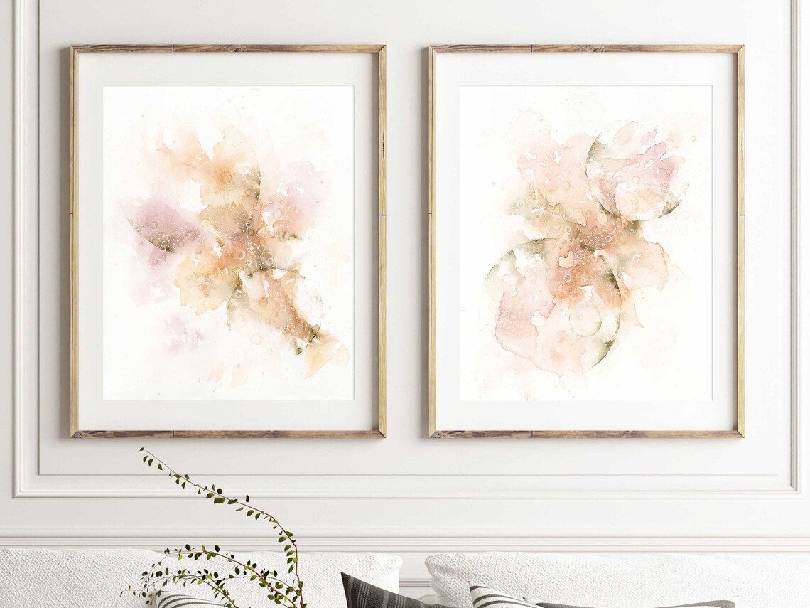 2 Piece Abstract Wall Art Matching Set of Two Large Abstract - Etsy
