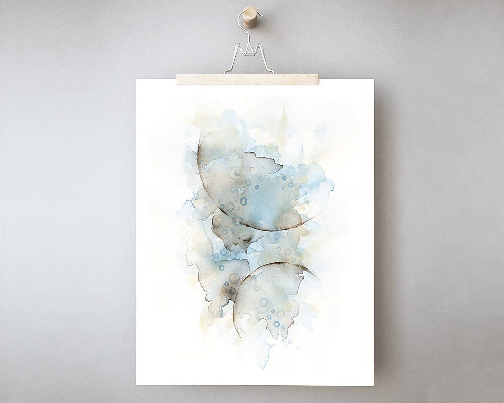 Abstract Print Set of 4 Watercolor Paintings, Minimalist Artwork, Grey ...