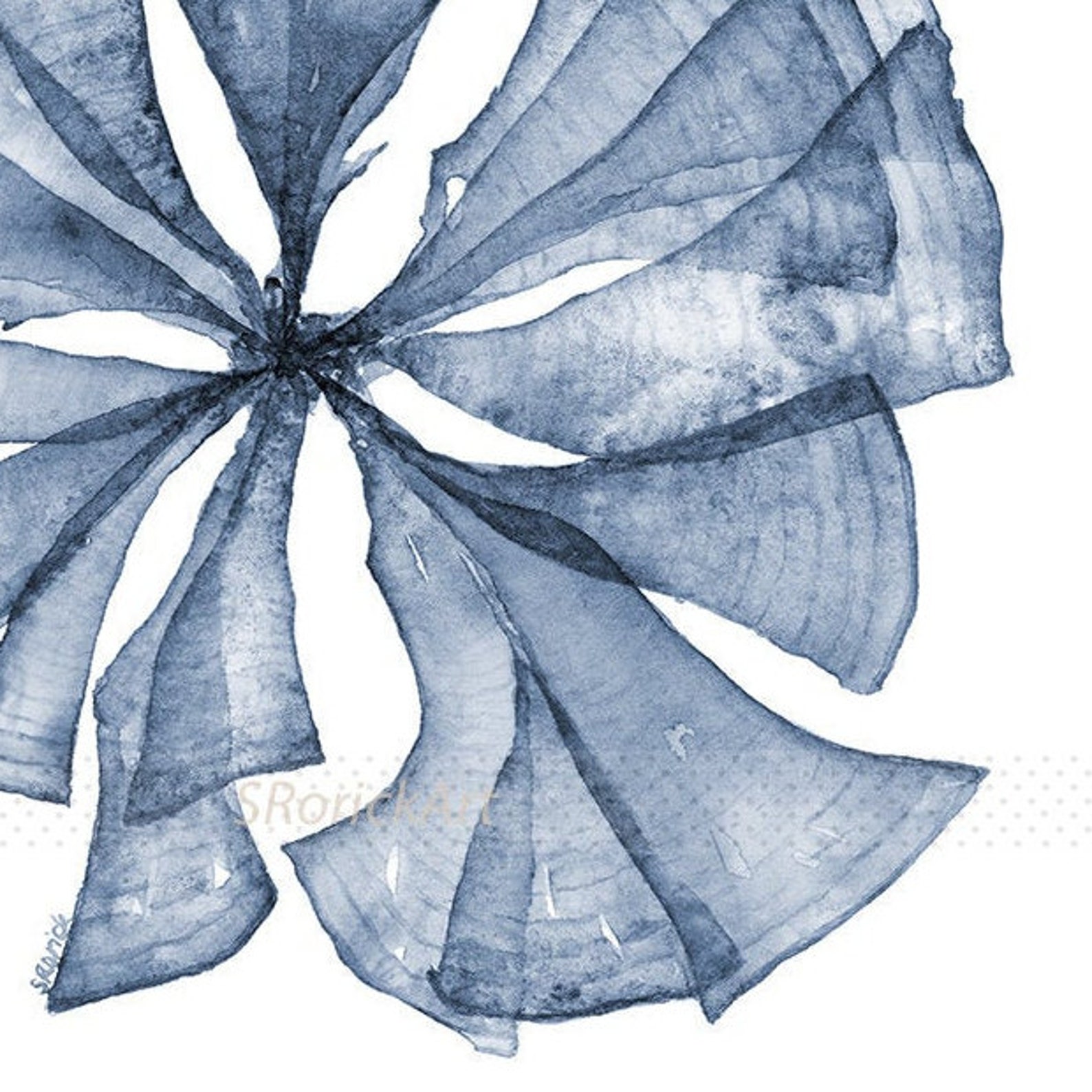 Sea Fan Print of Watercolor Painting Hampton Wall Art Navy - Etsy