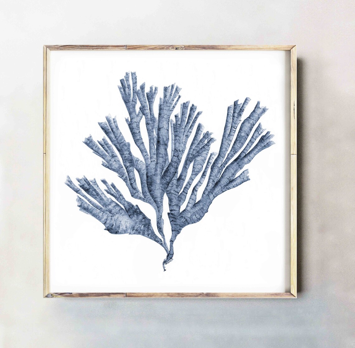 Botanical Art Print of Blue Sea Fan Watercolor Painting, Classic Beach ...